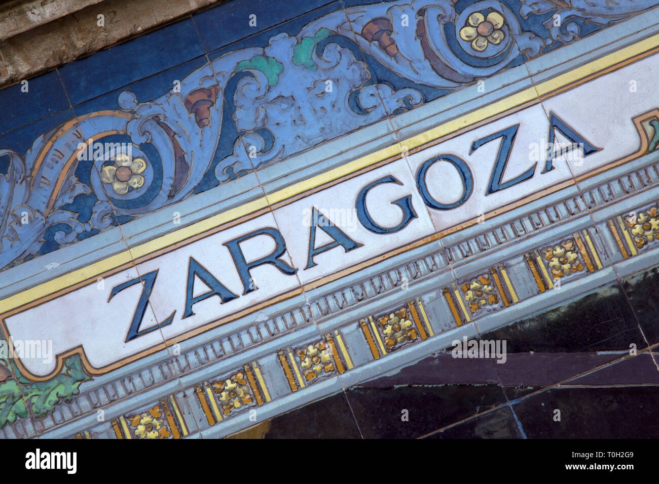 Zaragoza Sign; Plaza de Espana Square; Seville; Spain Stock Photo - Alamy