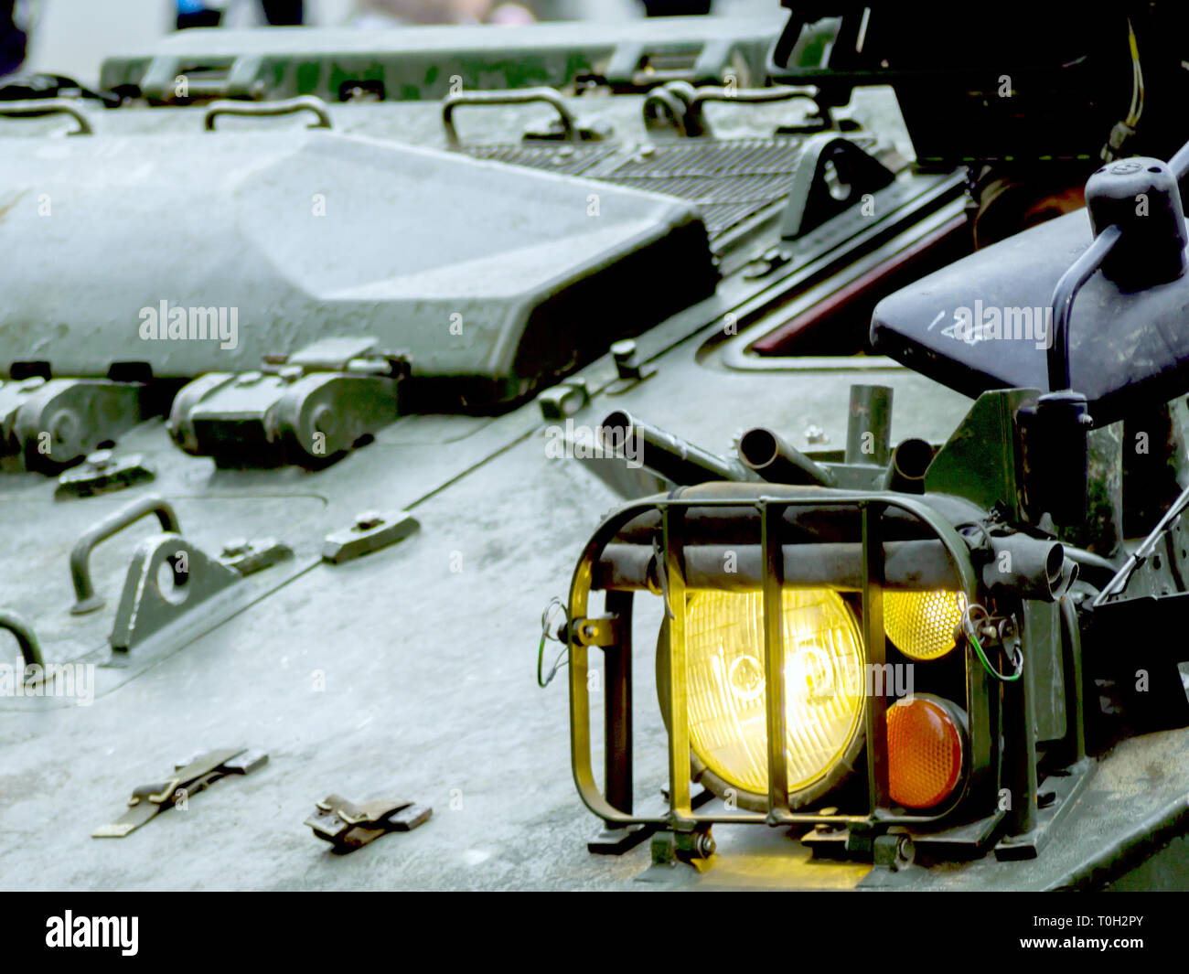 tank headlight close up. Independence Day Parade in Estonia. Many ...