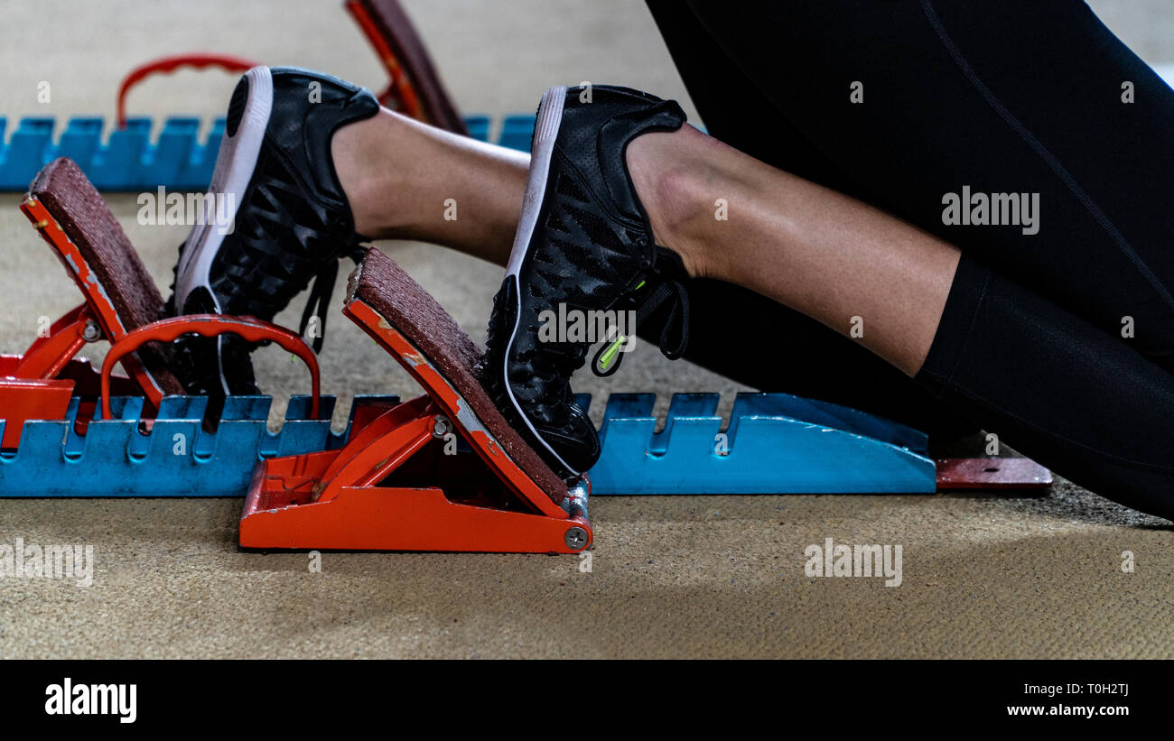 Sprinter getting ready start hi-res stock photography and images - Alamy