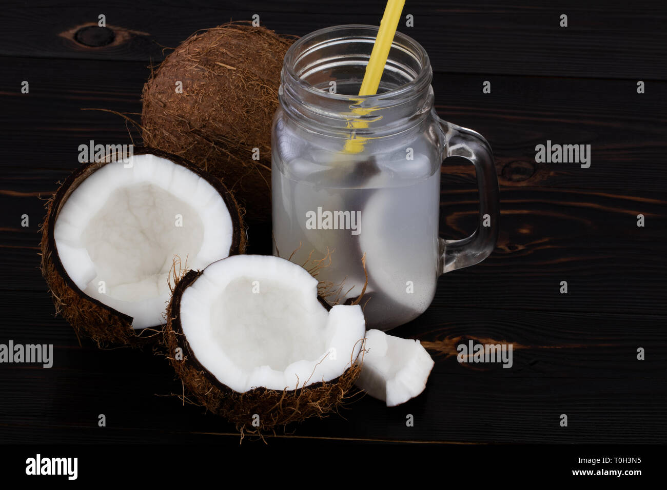 Fresh Organic Coconut Water in a Glass. Food background Stock Photo - Alamy