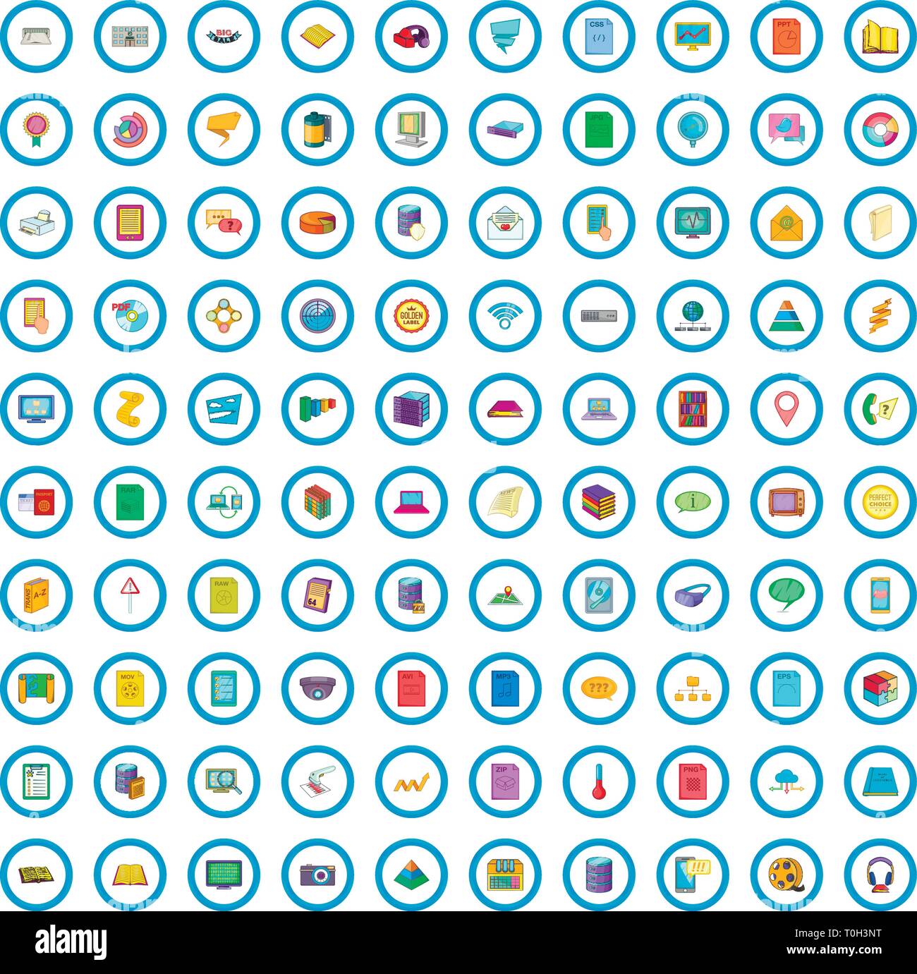 100 information icons set, cartoon style Stock Vector Image & Art - Alamy