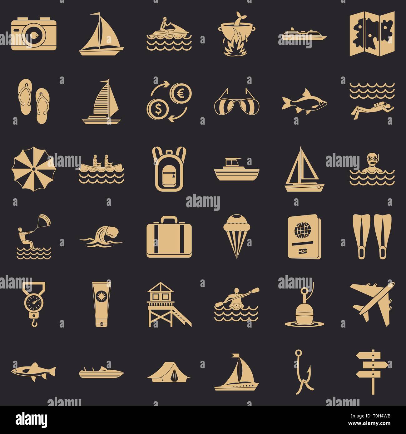 Water activity icons set, simple style Stock Vector Image & Art - Alamy