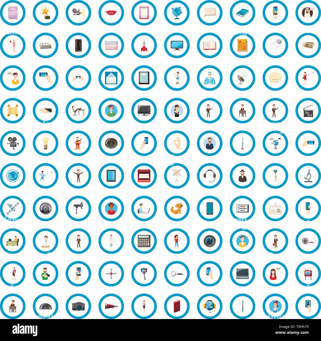 100 intelligent icons set, cartoon style Stock Vector Image & Art - Alamy