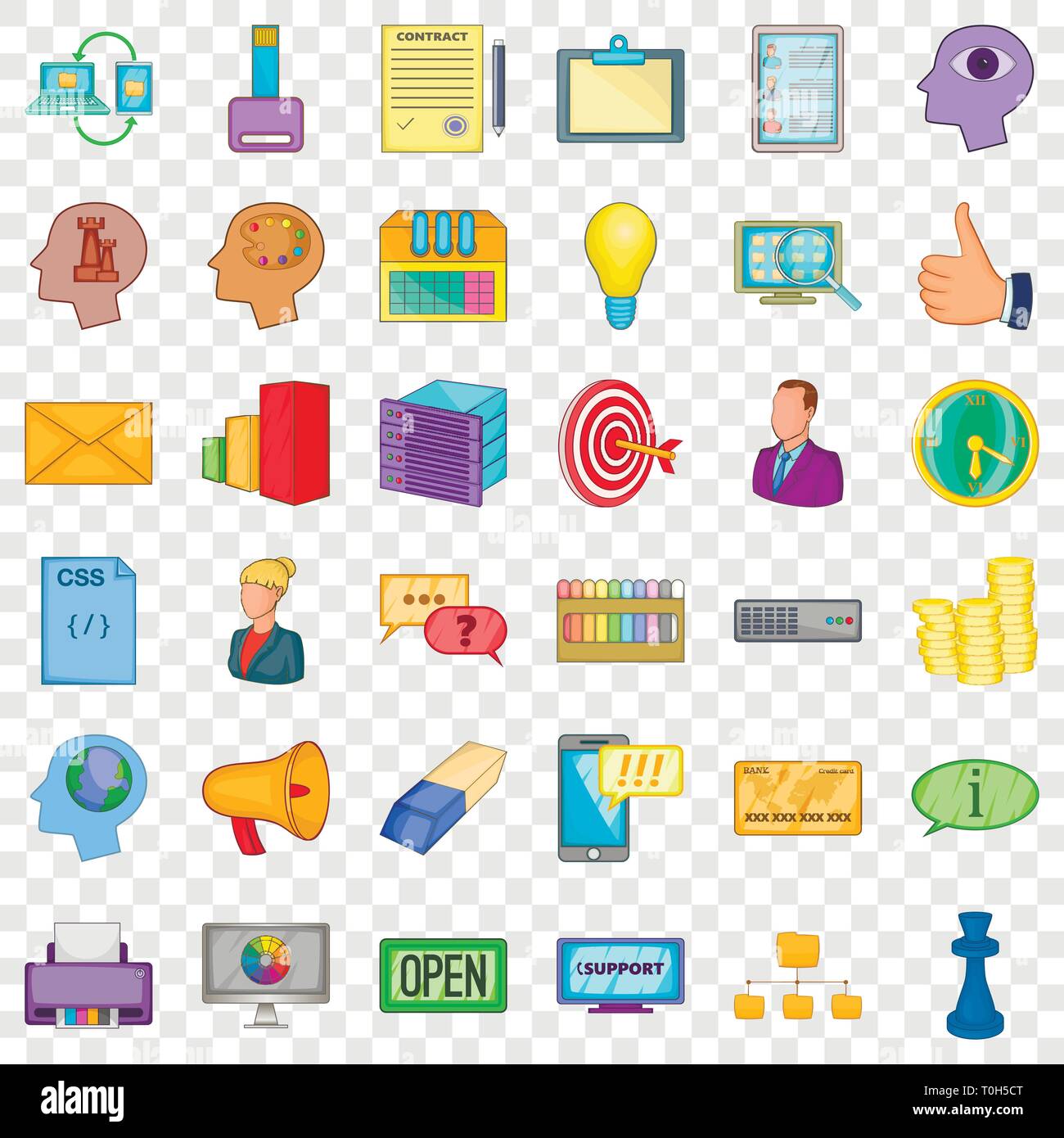 Creative marketing icons set, cartoon style Stock Vector Image & Art ...