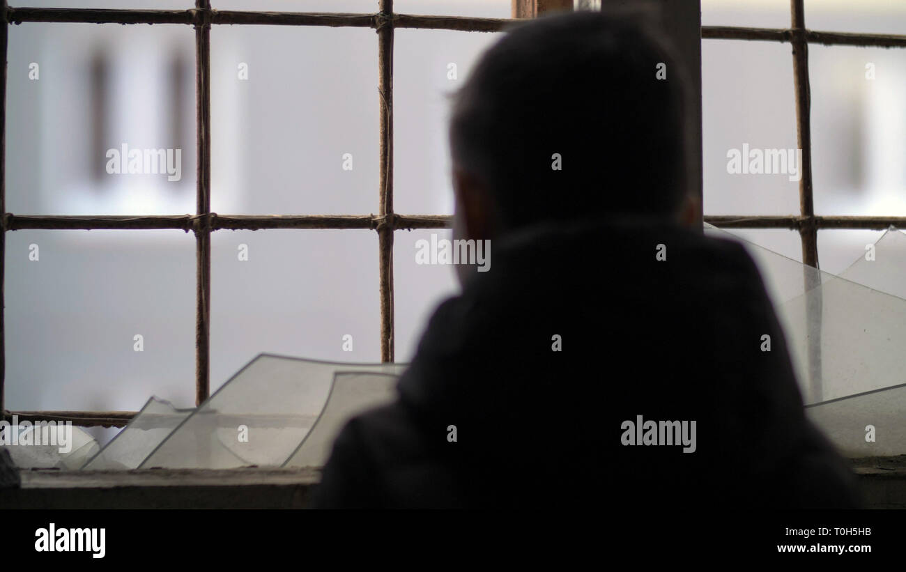 Child window sad back hi-res stock photography and images - Alamy