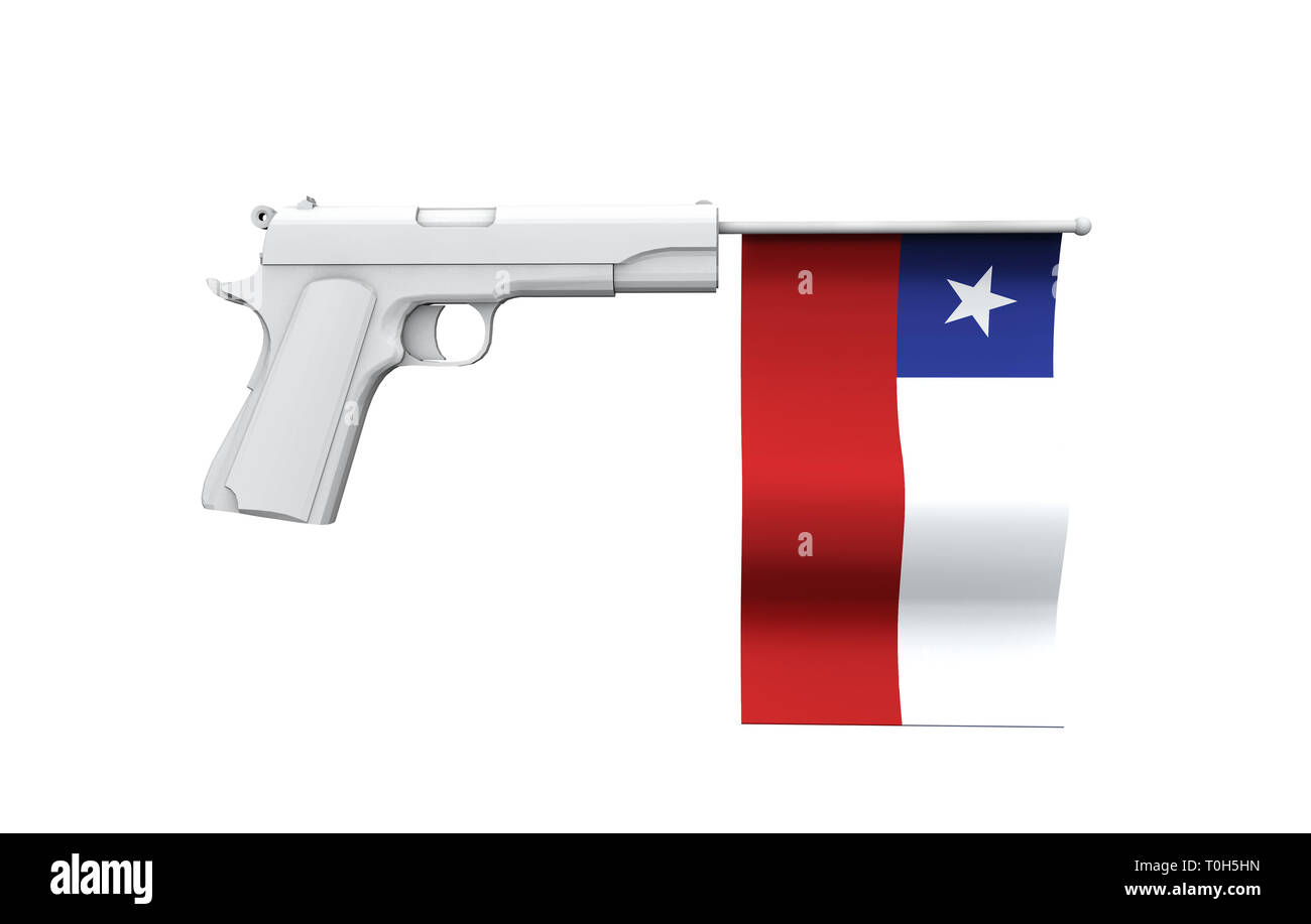 Chile gun control concept. Hand gun with national flag Stock Photo - Alamy