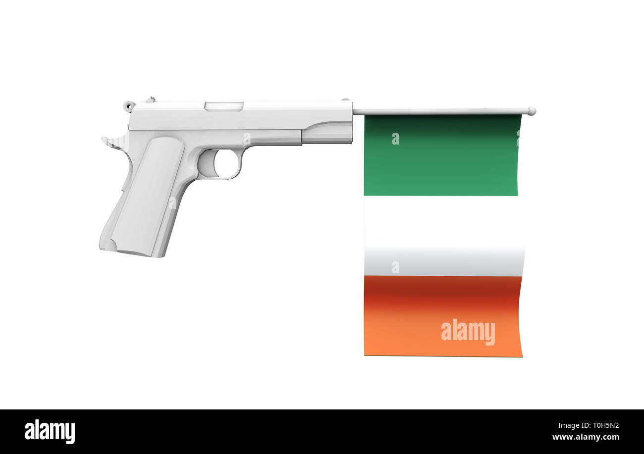 Ireland gun control concept. Hand gun with national flag Stock Photo ...
