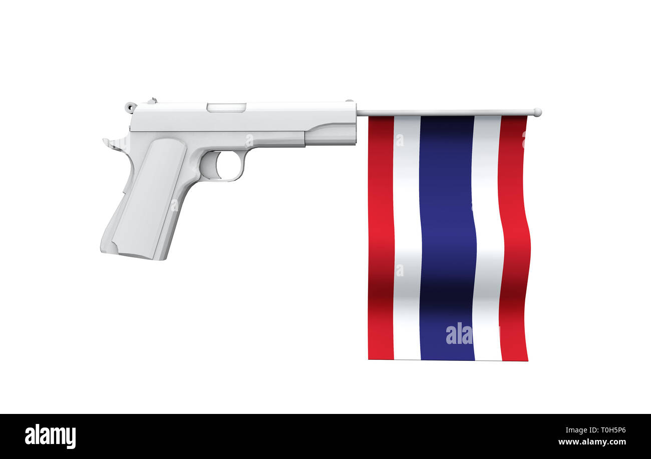 Thailand gun control concept. Hand gun with national flag Stock Photo ...