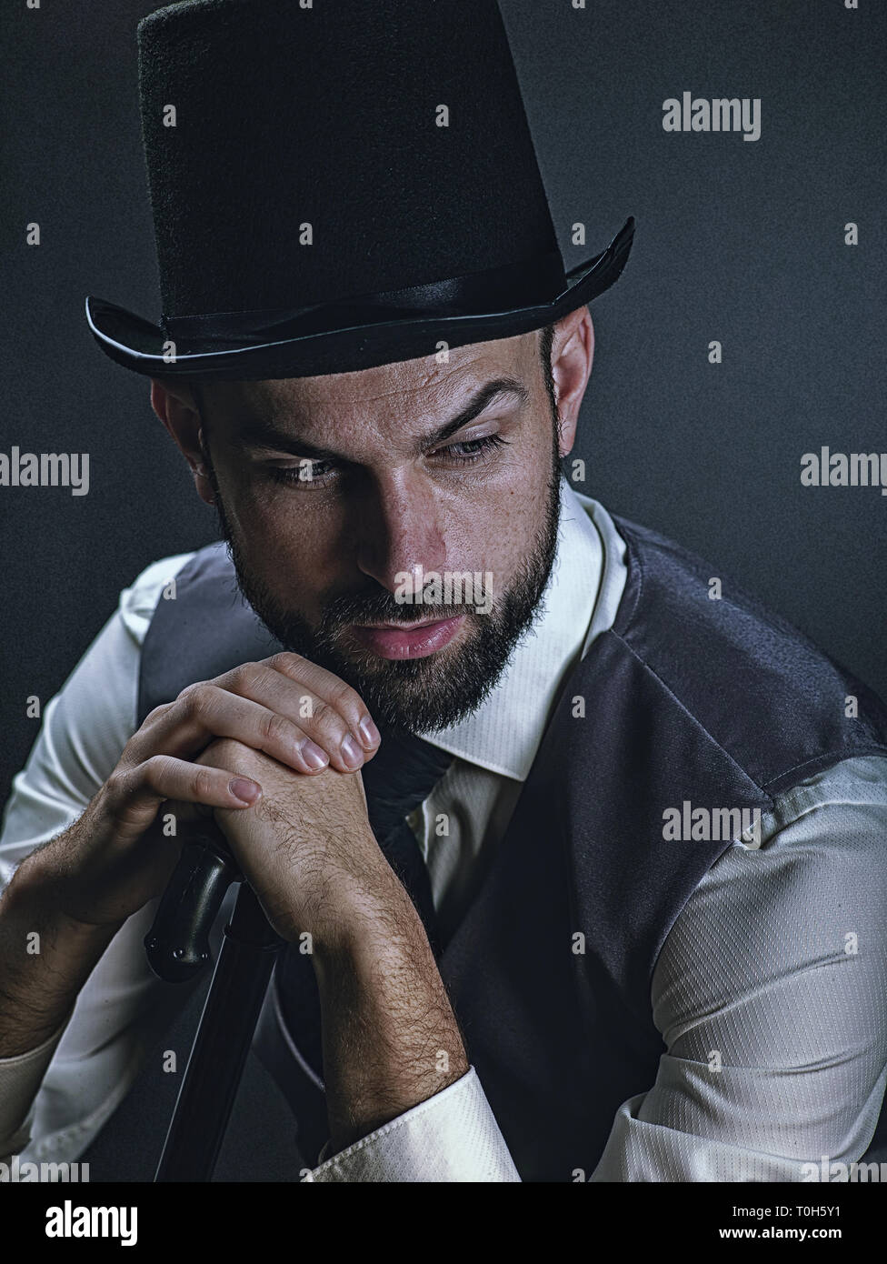 The gentleman. Dramatic male portrait with classic light and retro ...