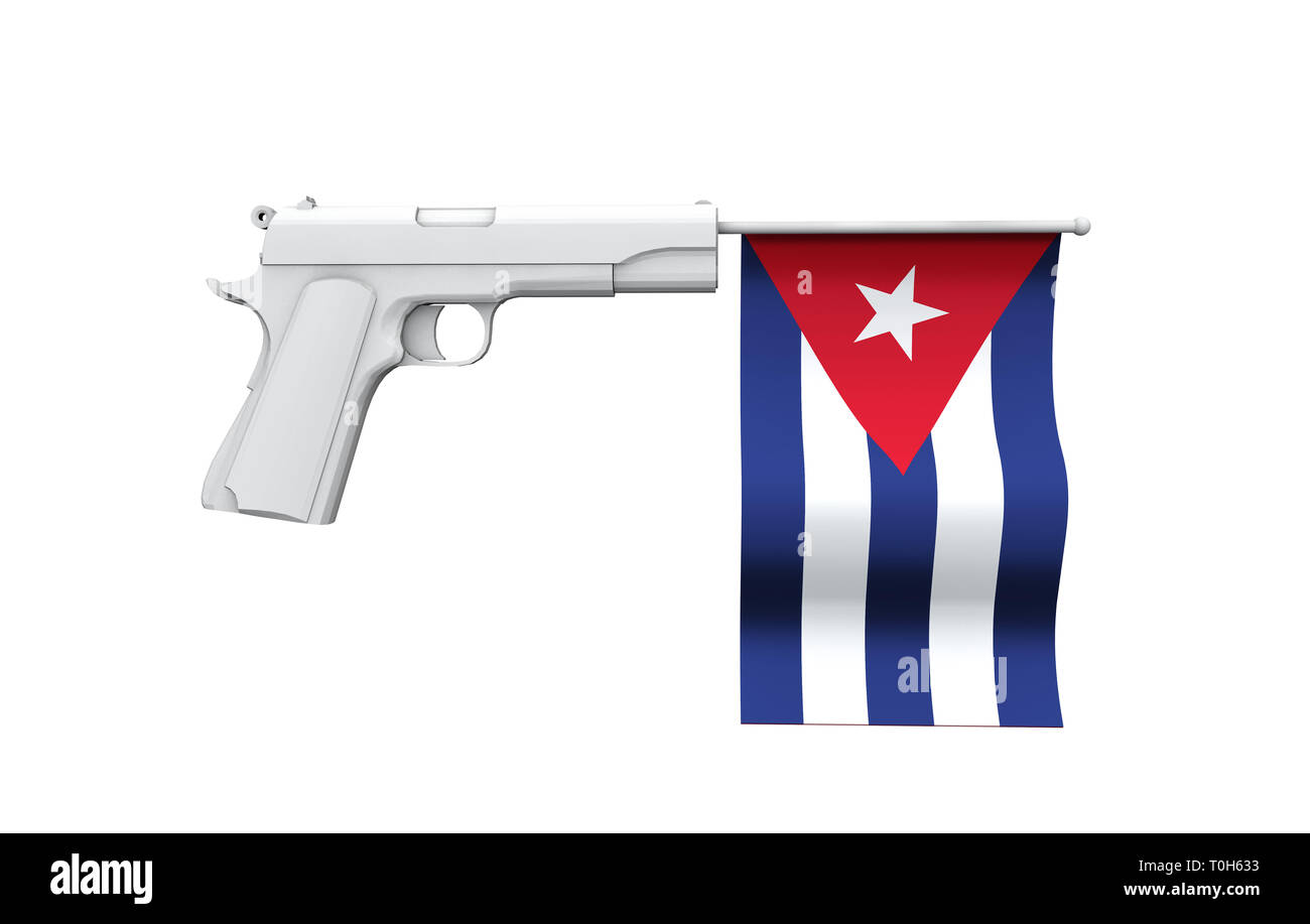 Cuba gun control concept. Hand gun with national flag Stock Photo - Alamy