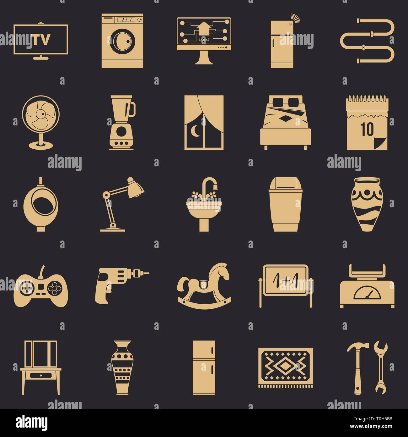 Sleeping quarters icons set, simple style Stock Vector Image & Art - Alamy