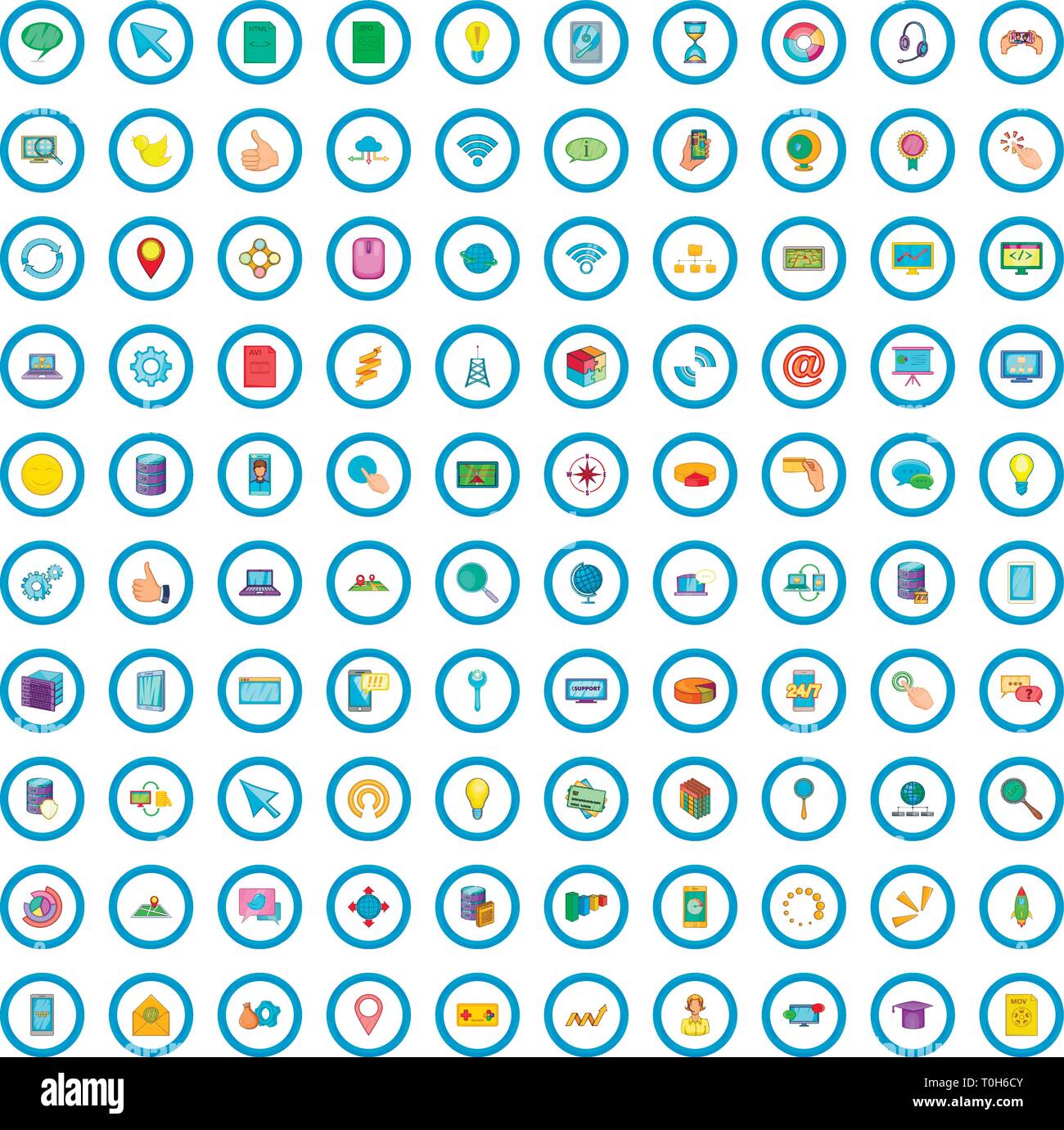 100 internet icons set, cartoon style Stock Vector Image & Art - Alamy