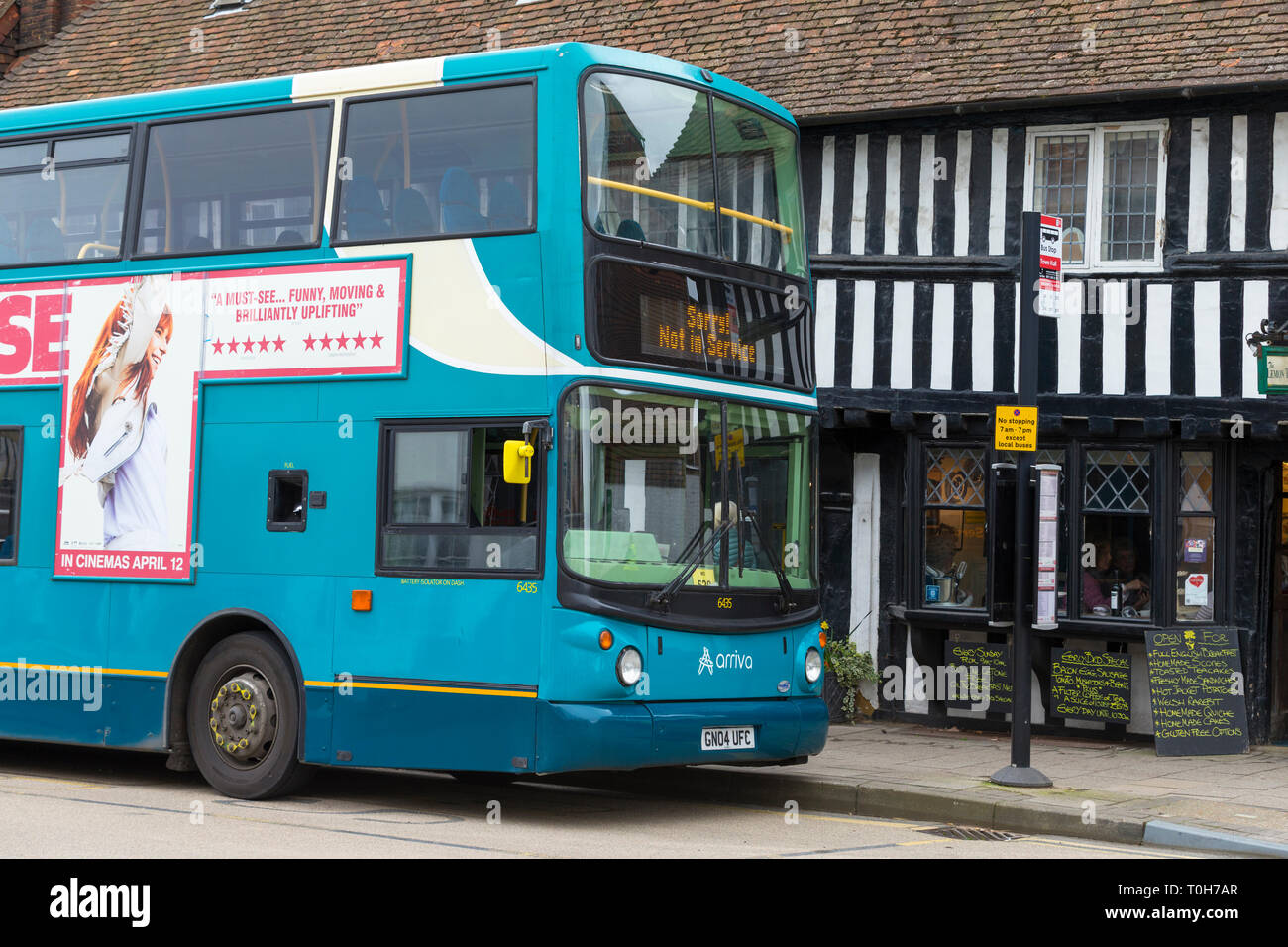 Arriva bus not in service parked outside a bus stop, tenterden, kent ...