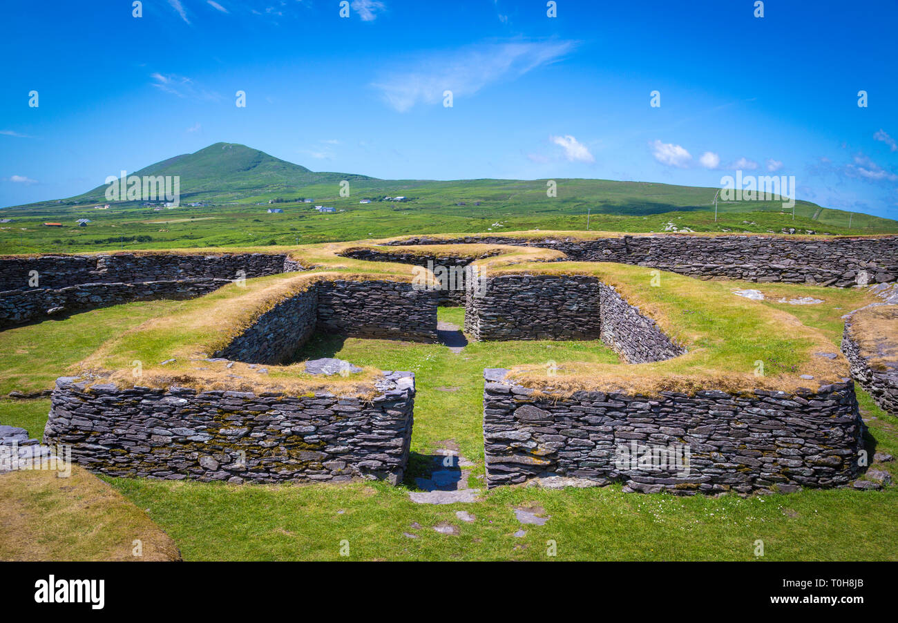 walking at Leacananuaile Stone Fort near Cahersiveen, Co Kerry, Ireland ...