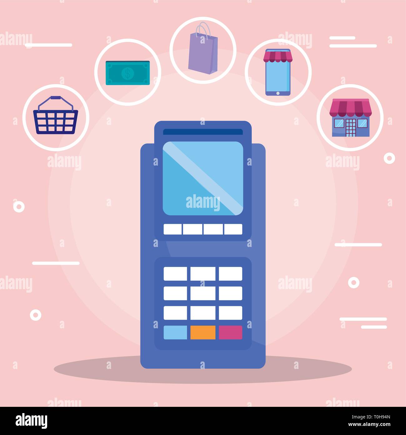 voucher machine with commercial icons vector illustration design Stock ...