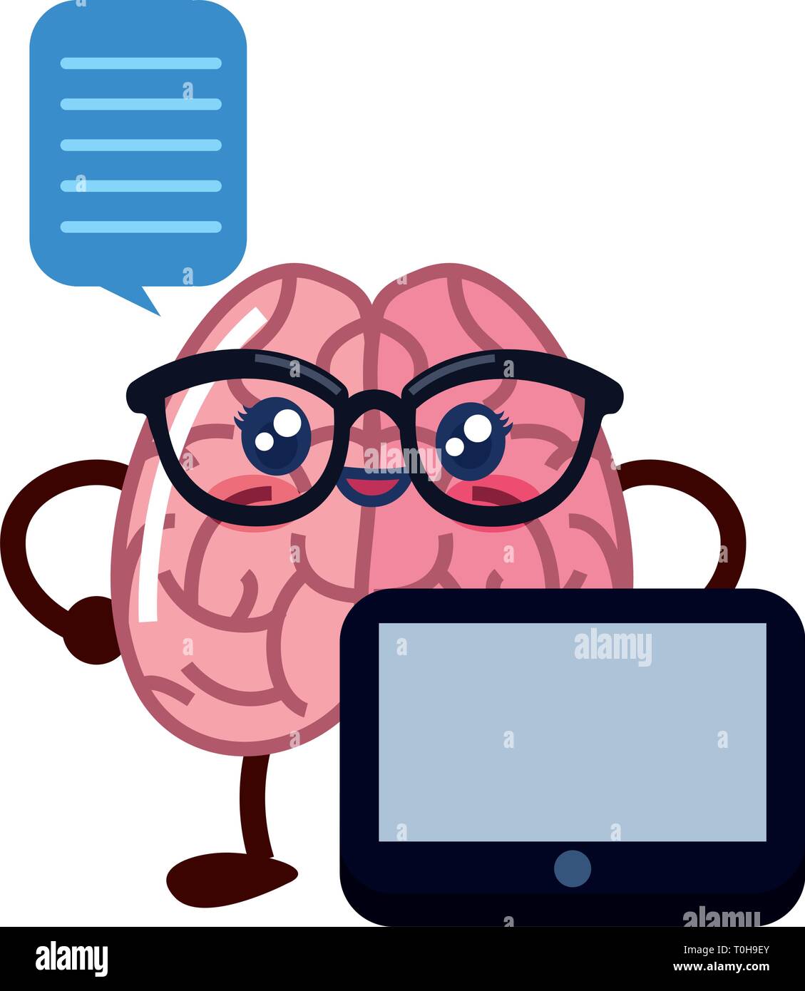 brain cartoon tablet mobile speech bubble creativity vector ...
