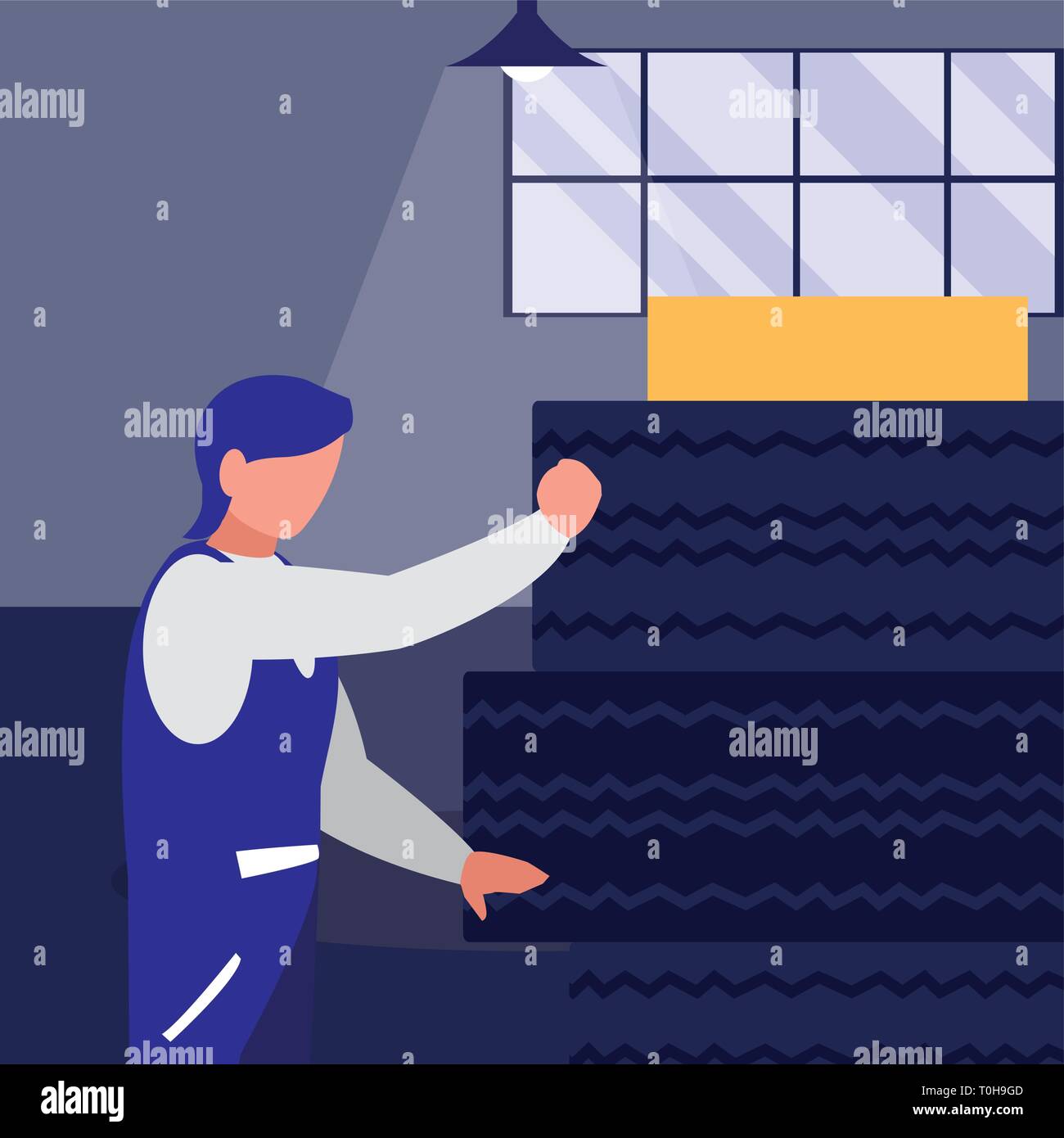 Cartoon illustration man workman pneumatic hi-res stock photography and ...