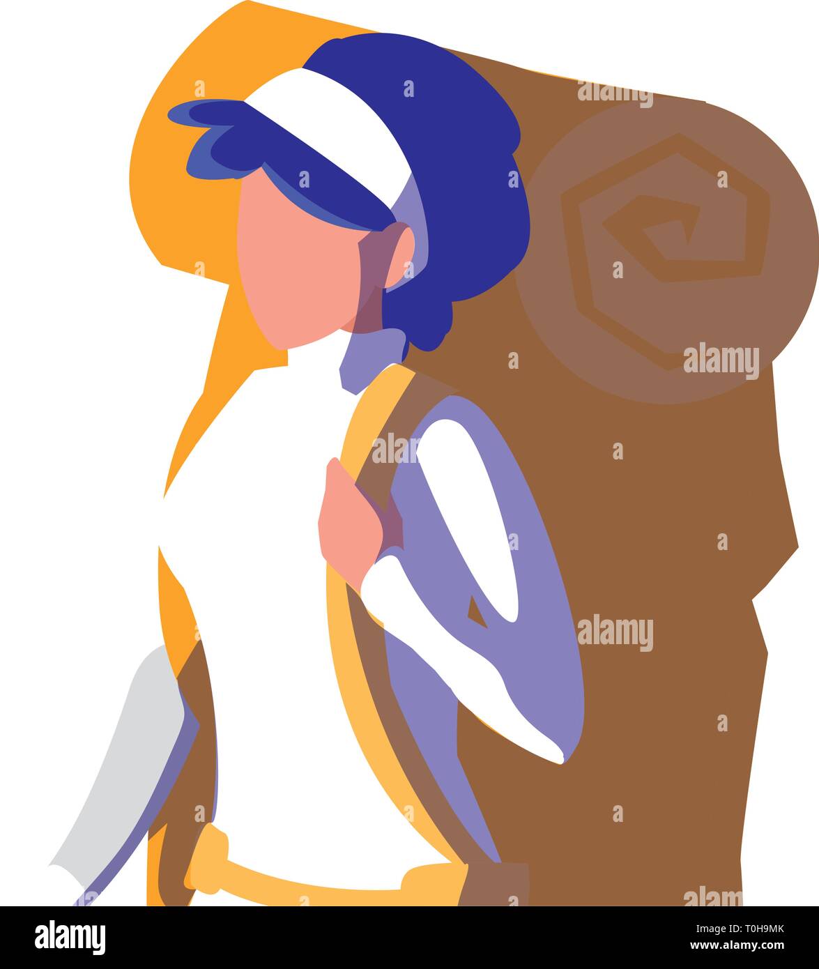 adventurous woman with travelbag vector illustration design Stock ...