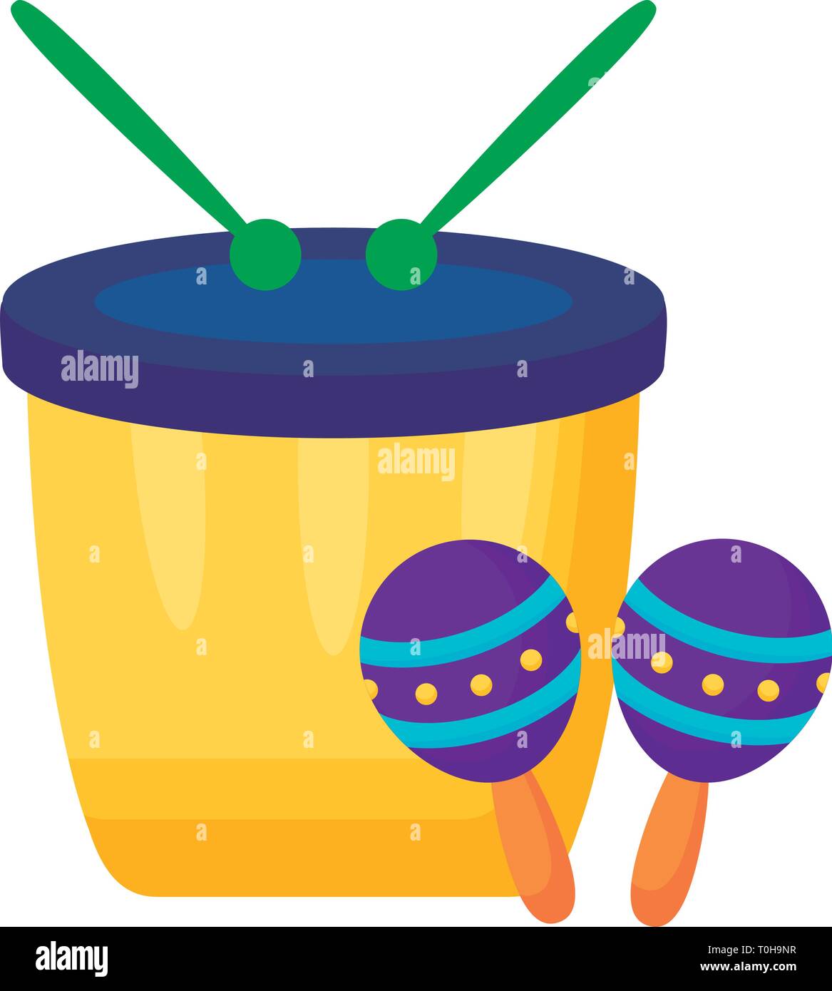 carnival bongo with maracas instruments vector illustration design ...