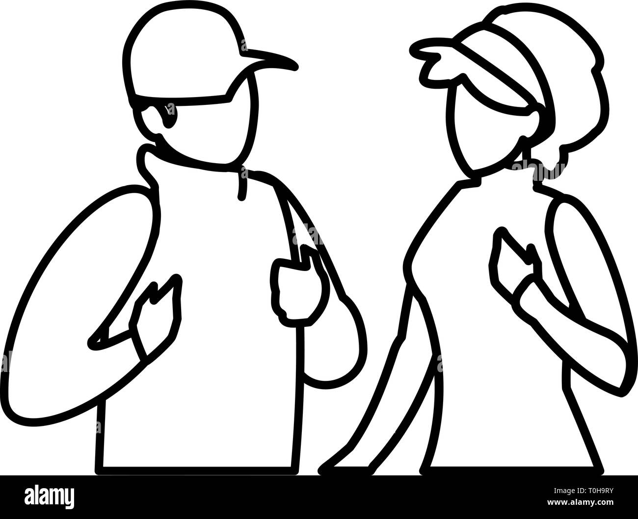 adventurous couple avatar character vector illustration design Stock ...