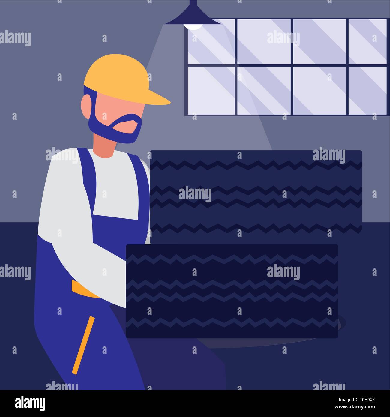 Cartoon illustration man workman pneumatic hi-res stock photography and ...