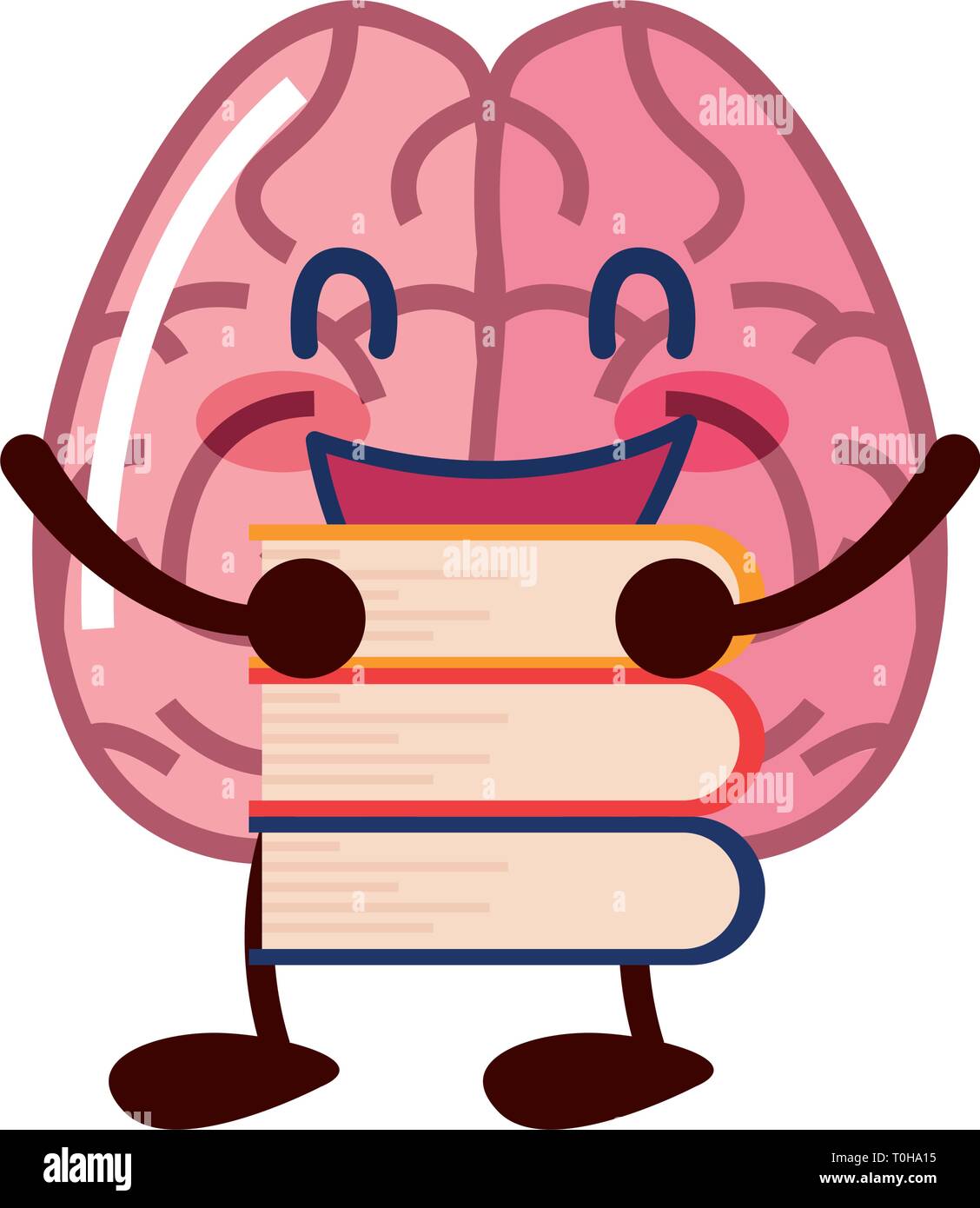 brain cartoon books study creativity vector illustration Stock Vector ...