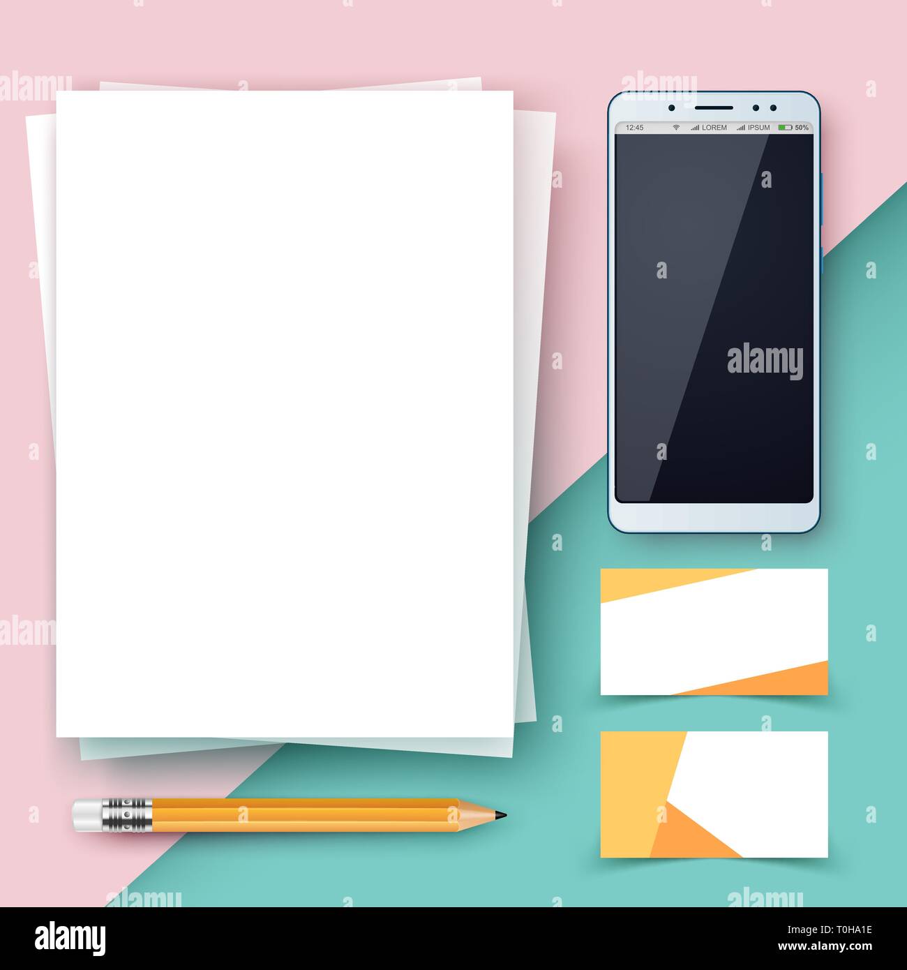 Business template. Paper, smartphone, pen Stock Vector Image & Art - Alamy