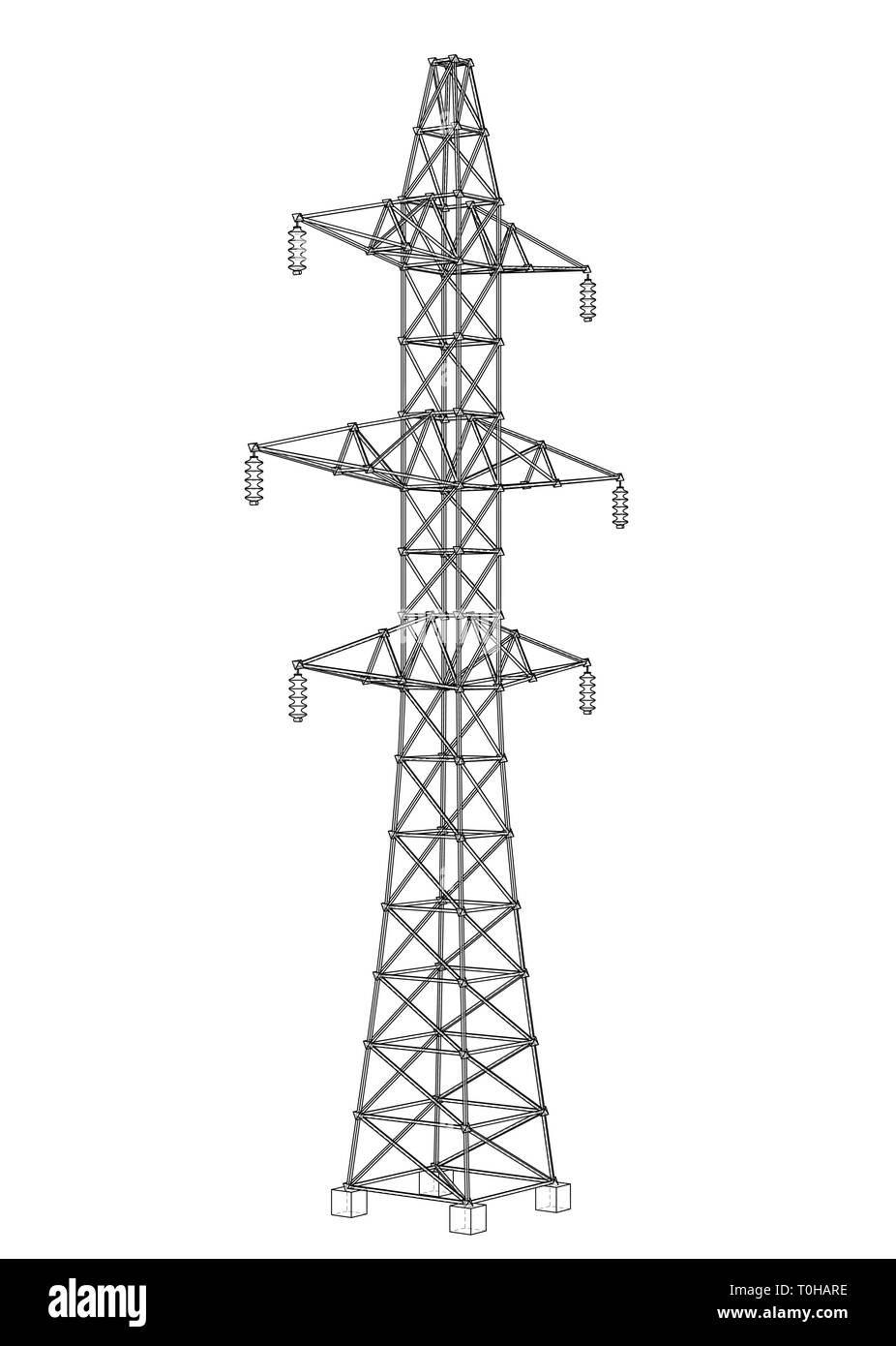 Electric pylon or electric tower concept. Vector Stock Vector Image ...