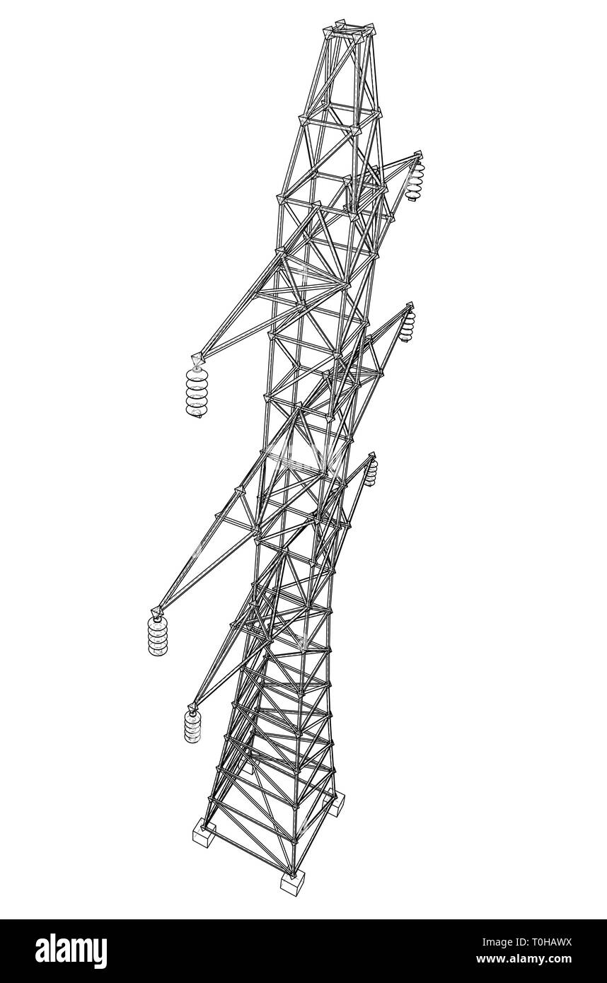 Electric pylon or electric tower concept. Vector Stock Vector Image ...