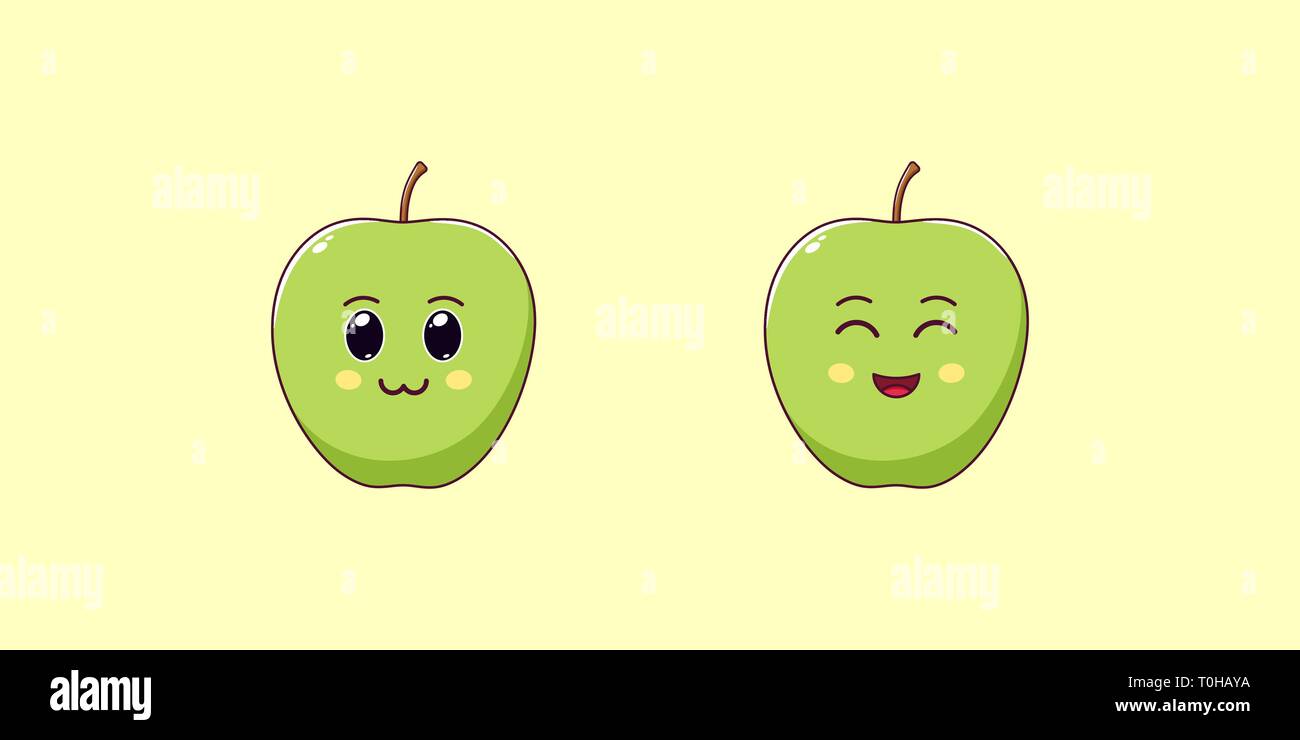 Cute Green Apple Cartoon