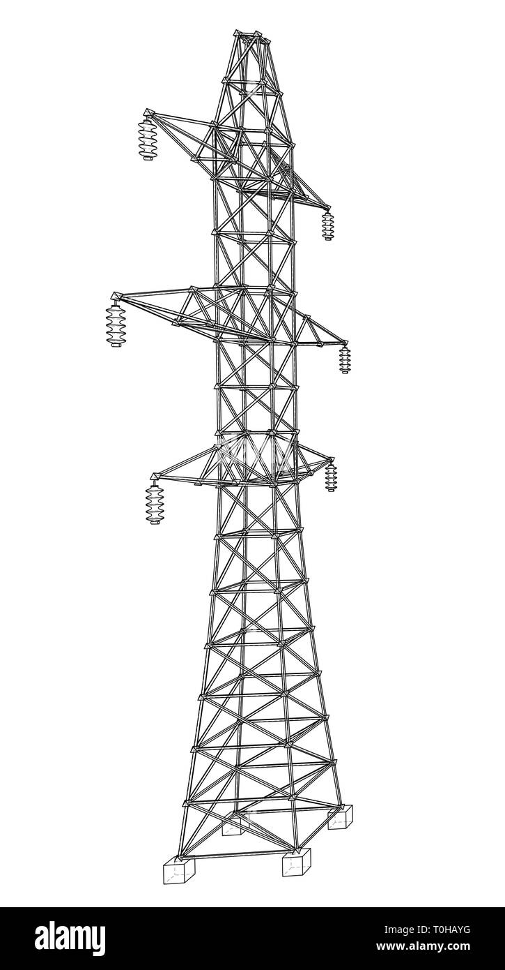 Electric pylon or electric tower concept. Vector Stock Vector Image ...