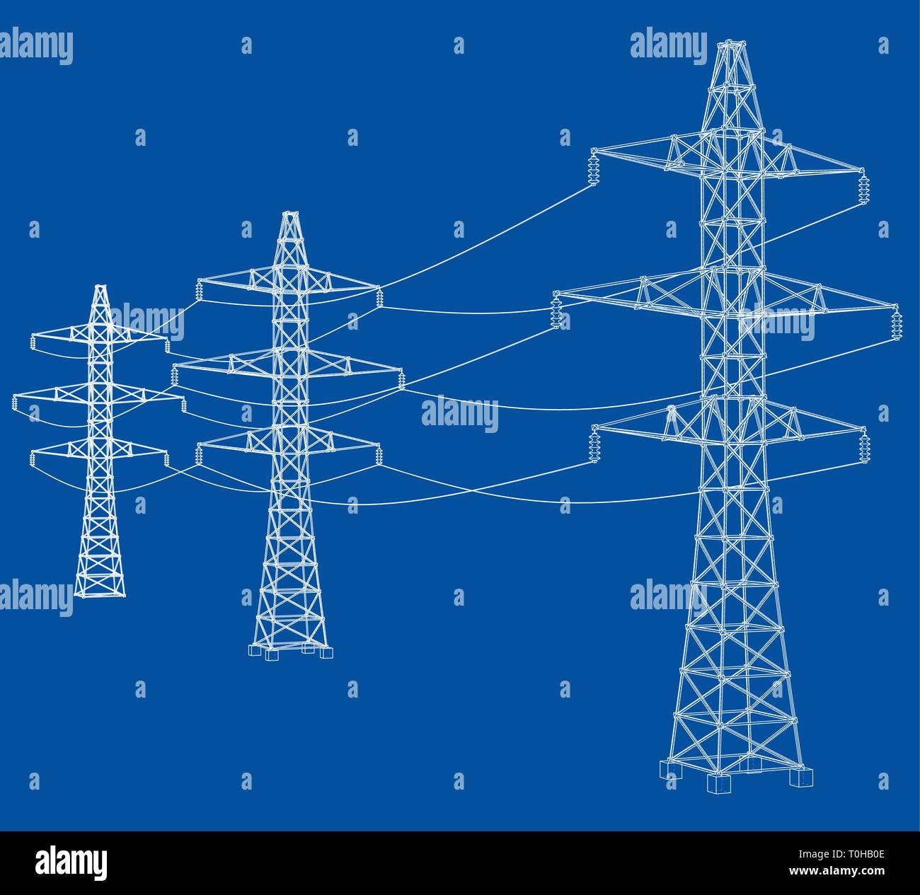Electric pylons or electric towers concept. Vector Stock Vector Image ...