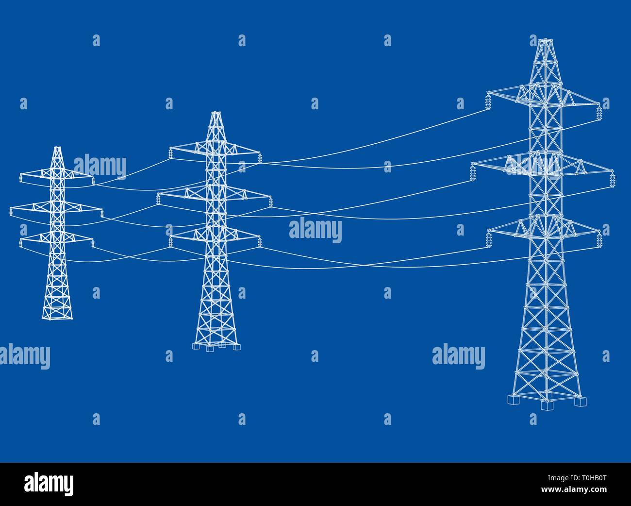 Electric pylons or electric towers concept. Vector Stock Vector Image ...