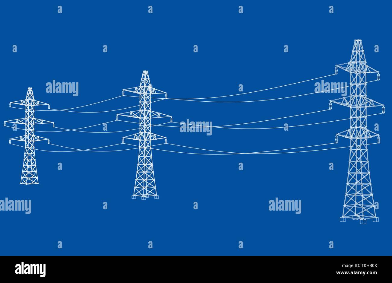 Electric pylons or electric towers concept. Vector Stock Vector Image ...