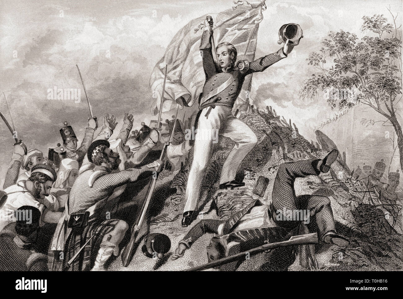 Capture of guns by Highlanders before Cawnpore, India, Asia, 1857 Stock ...