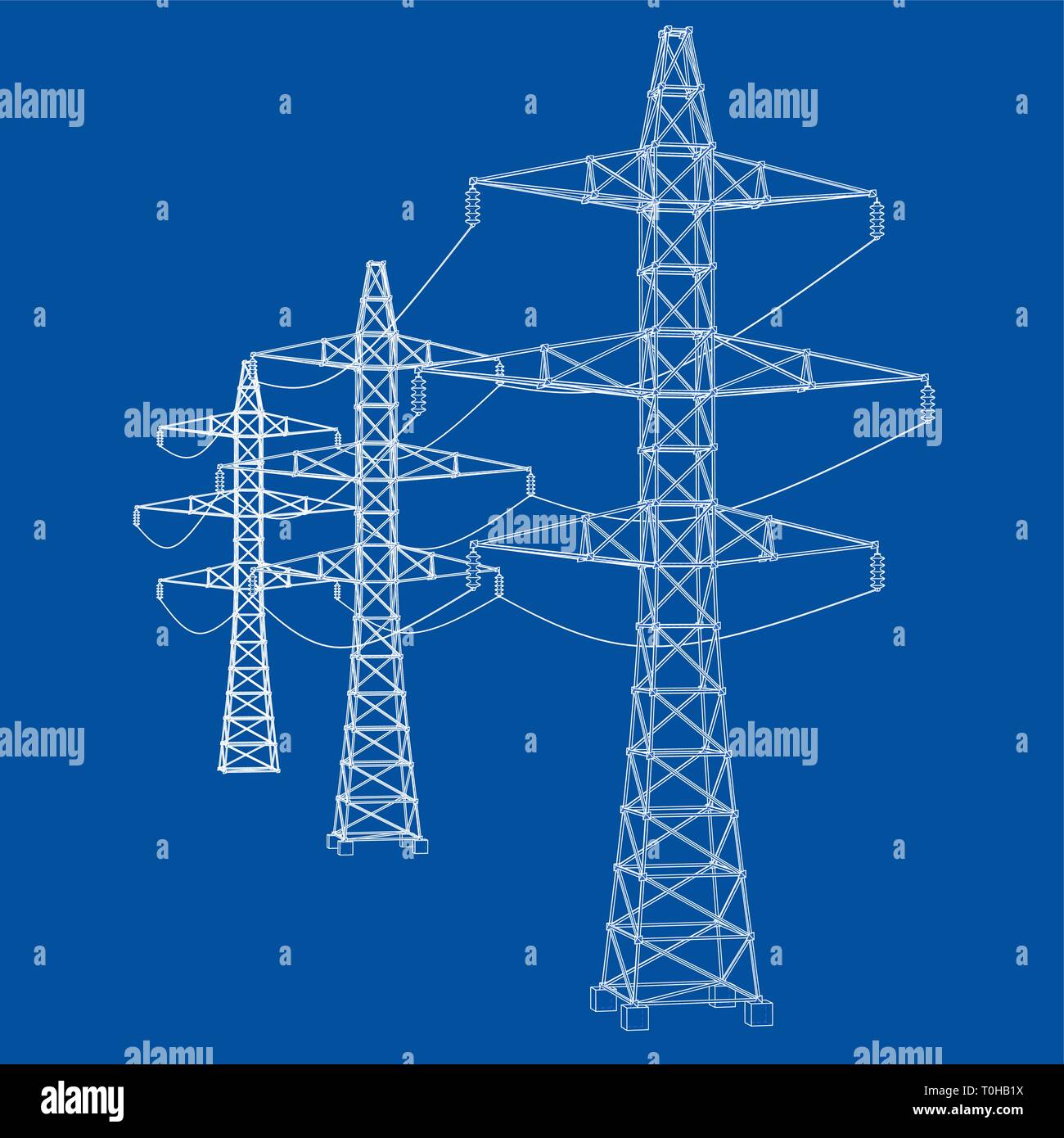 Electric pylons or electric towers concept. Vector Stock Vector Image ...
