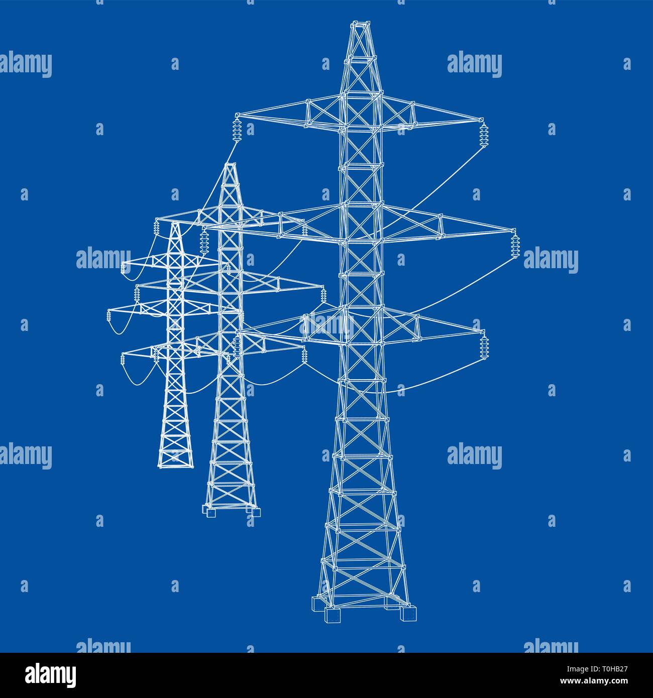 Electric pylons or electric towers concept. Vector Stock Vector Image ...