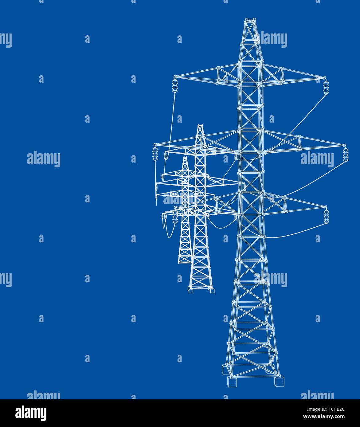 Electric pylons or electric towers concept. Vector Stock Vector Image ...
