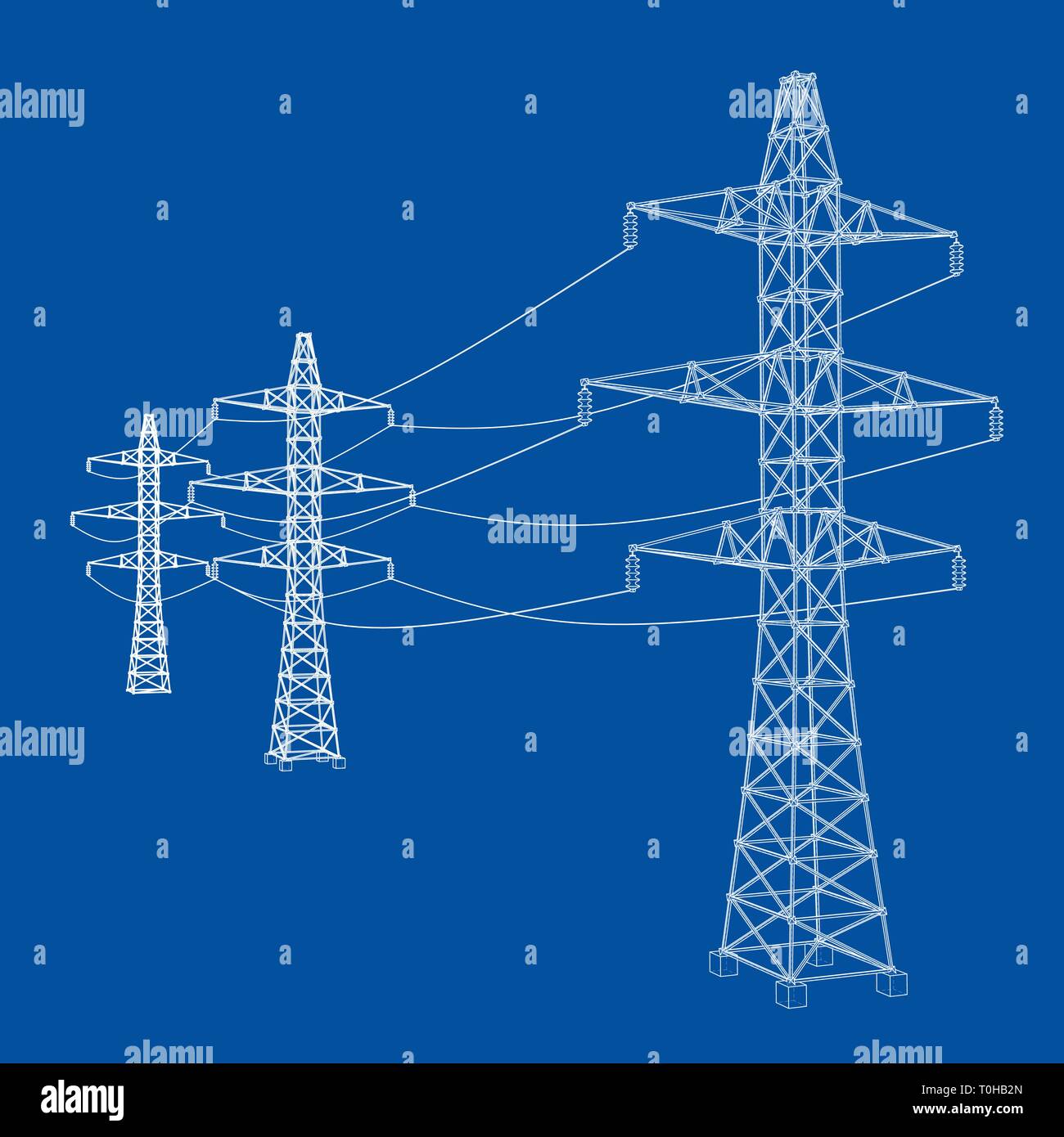 Electric pylons or electric towers concept. Vector Stock Vector Image ...