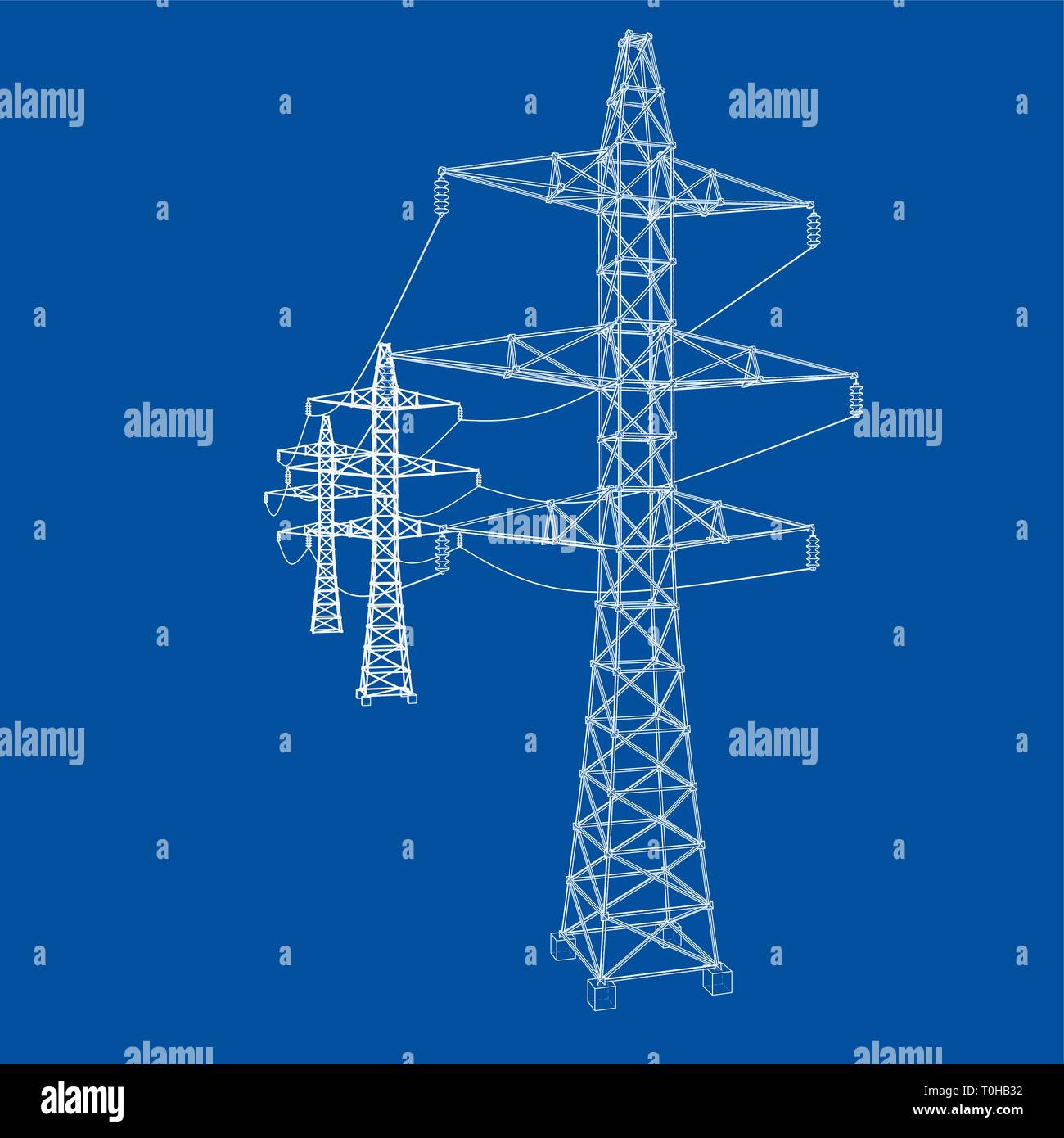 Electric pylons or electric towers concept. Vector Stock Vector Image ...