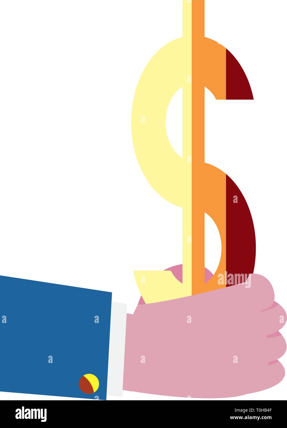 hand with dollar symbol on white background vector illustration Stock ...