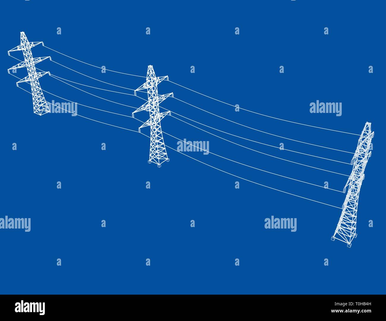 Electric pylons or electric towers concept. Vector Stock Vector Image ...