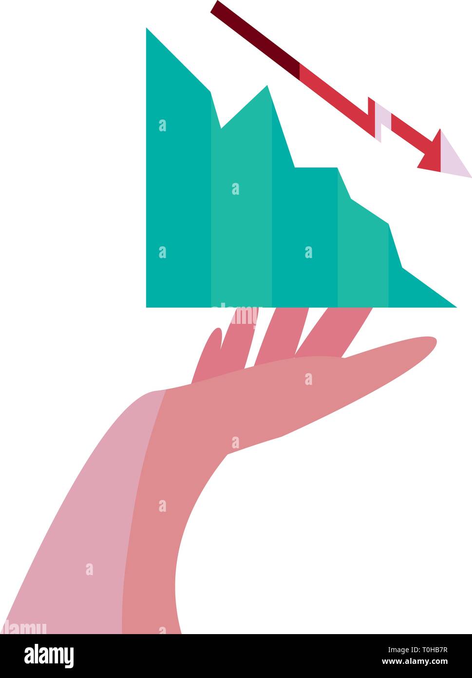 hand with diagram report arrows decrease vector illustration Stock Vector Image & Art - Alamy