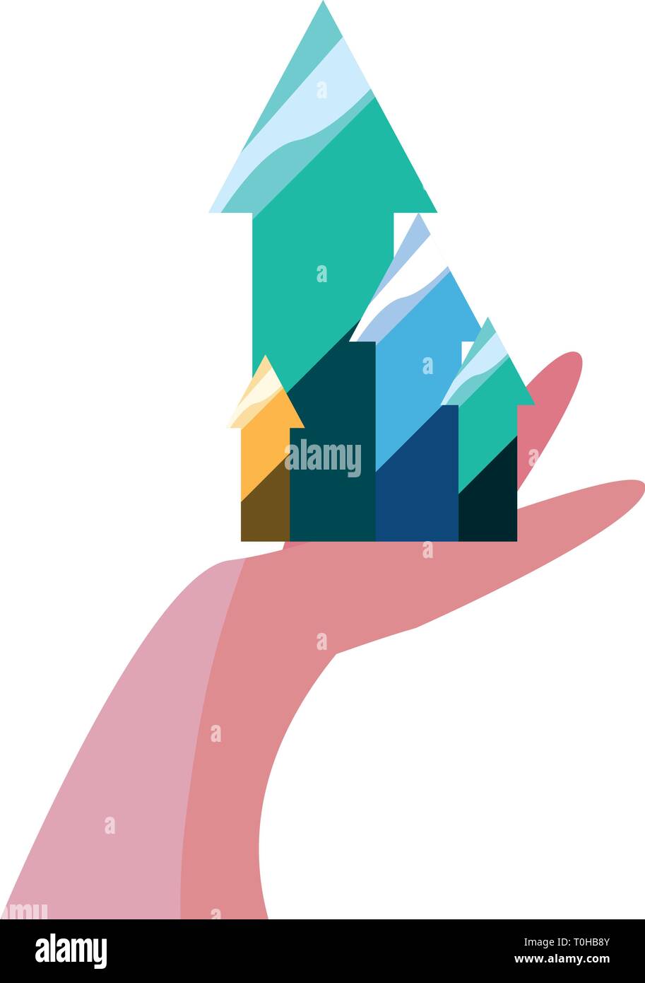hand with arrows up chart vector illustration Stock Vector Image & Art ...