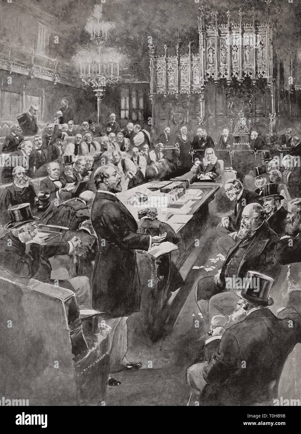 Albert Edward delivering speech in House of Lords in 1884 Stock Photo ...