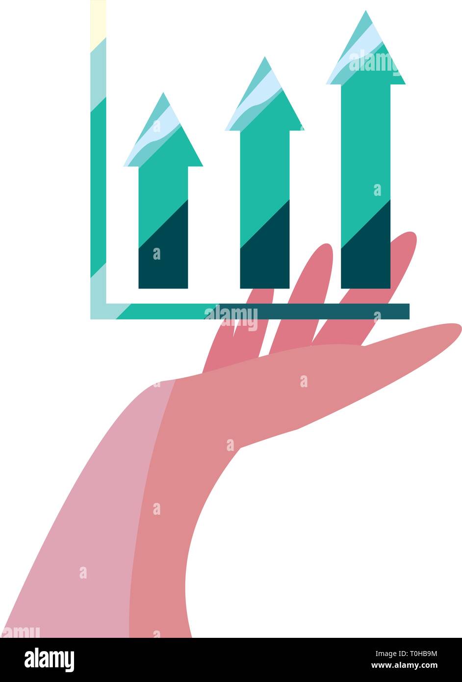 hand with diagram report arrows vector illustration Stock Vector Image ...