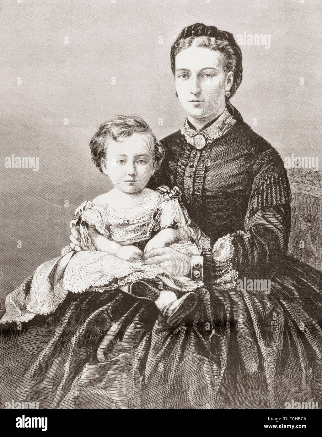 old vintage photo of Alexandra of Denmark holding prince Albert Victor ...