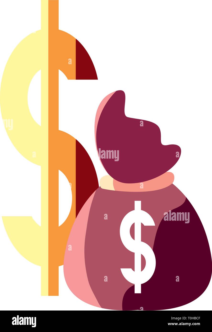 money bag dollar symbol on white background vector illustration Stock ...