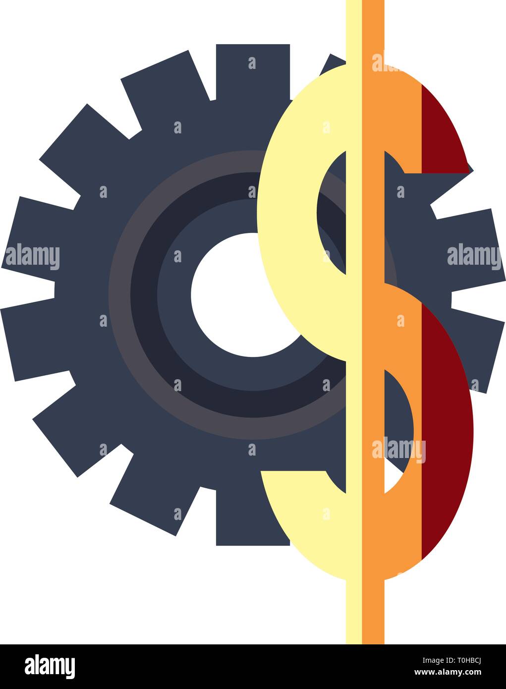 Gear Work Gold Dollar Symbol Vector Illustration Stock Vector Image
