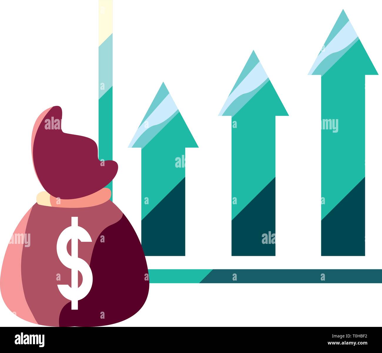 money bag dollar chart arrows up vector illustration Stock Vector Image ...